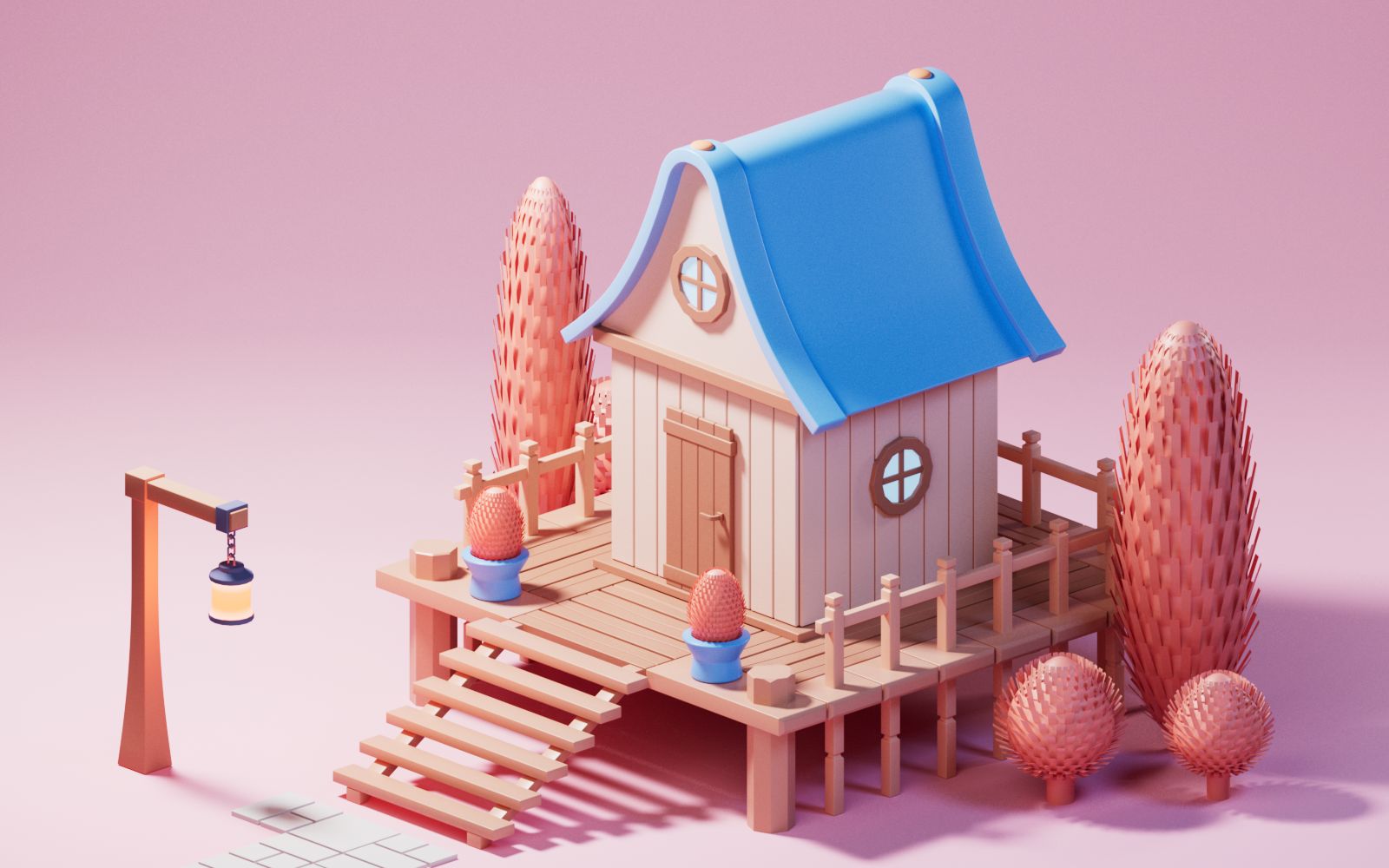 C4D期末考试作品系列-C4D小场景建模渲染案例_哔哩哔哩_bilibili