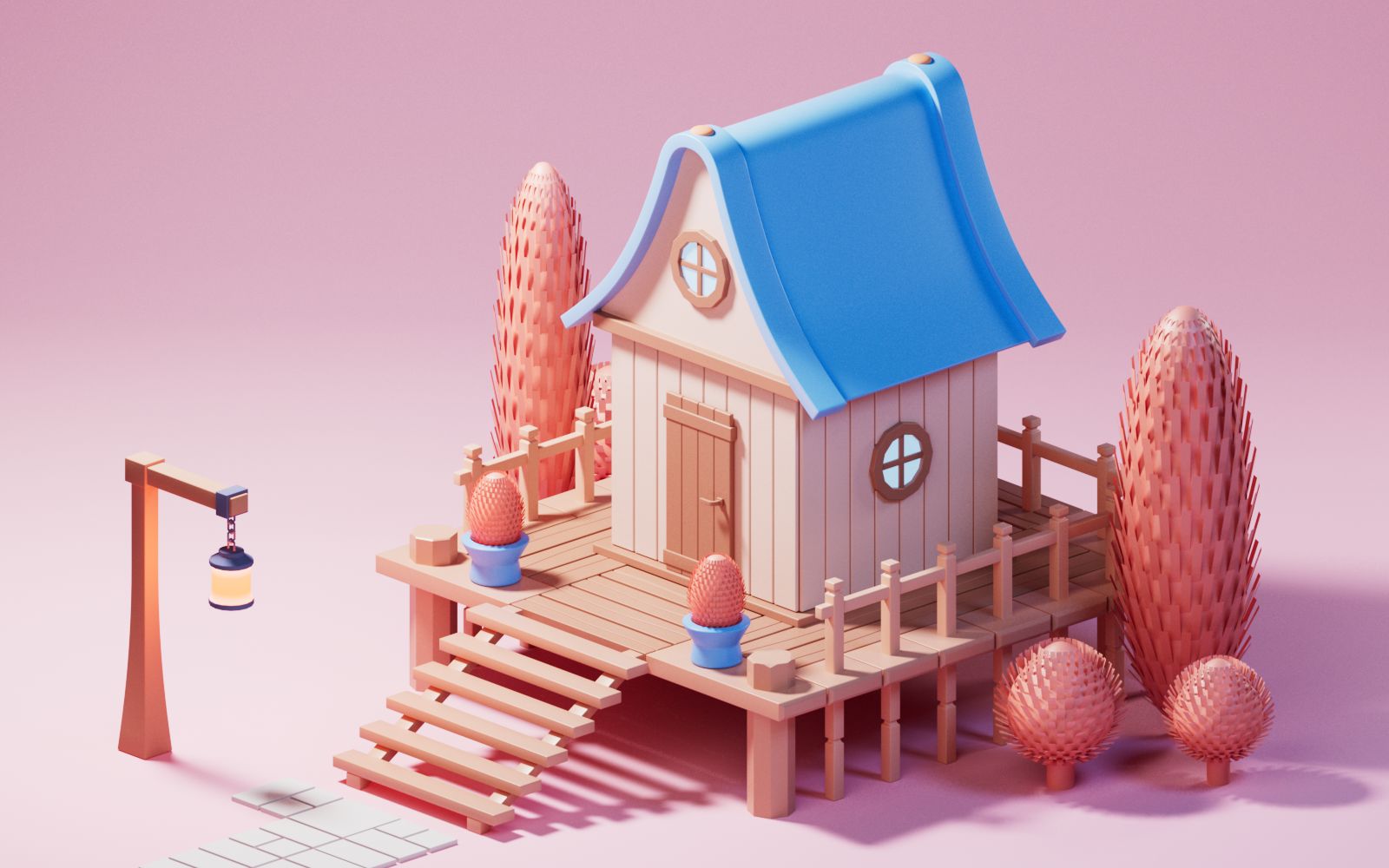 C4D期末考试作品系列-C4D小场景建模渲染案例_哔哩哔哩_bilibili