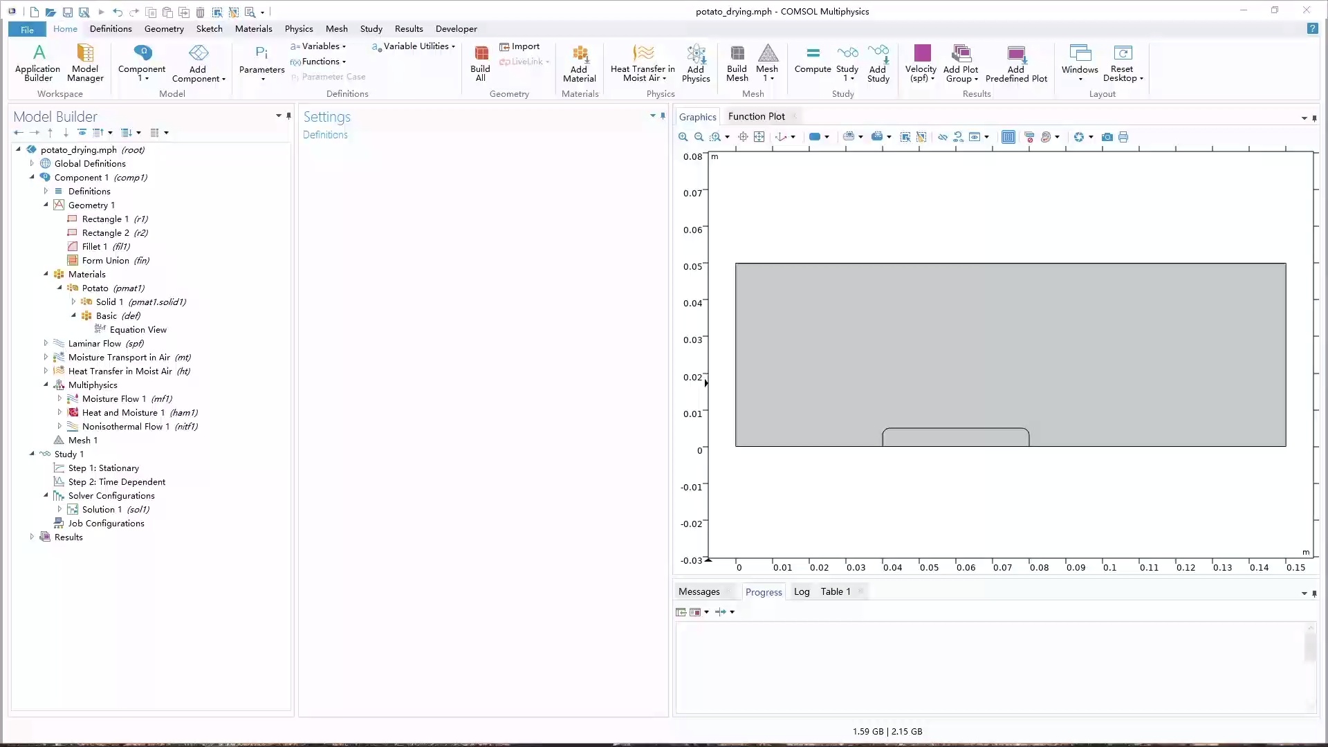 COMSOL传热进阶案例2：土豆烘干—传热传质_哔哩哔哩_bilibili