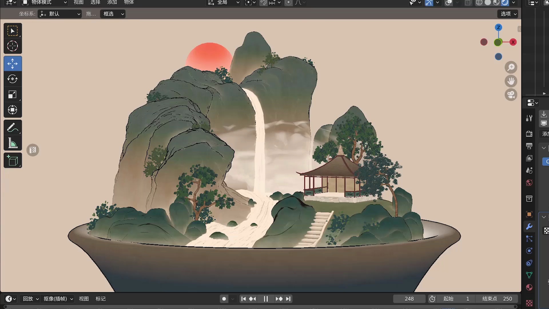 Blender水墨人物与场景教程，新手也能做水墨_哔哩哔哩_bilibili