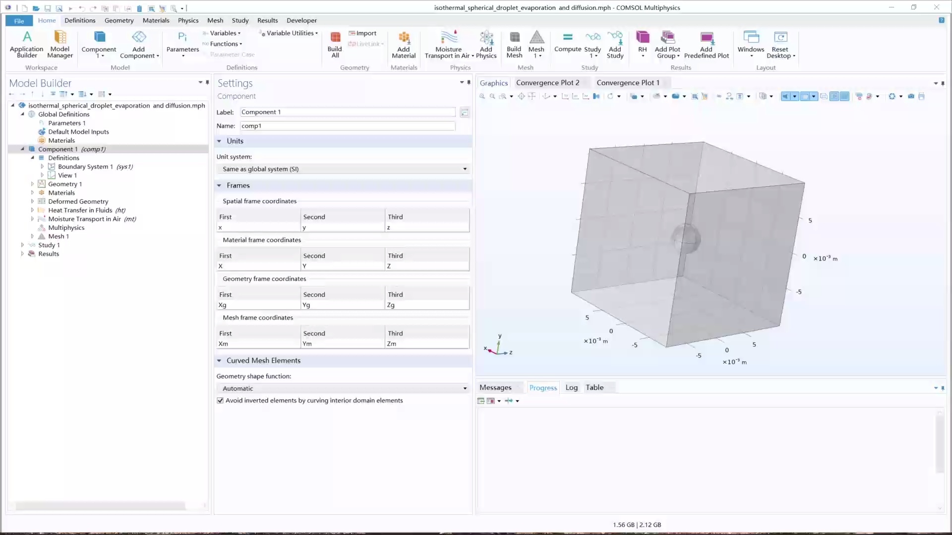 COMSOL传热进阶案例10：等温球形液滴蒸发_哔哩哔哩_bilibili